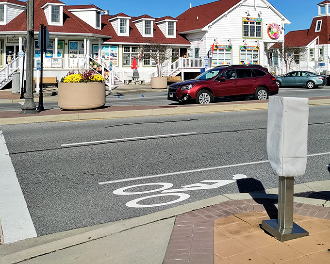 New England coastal architecture meets Delaware charm in these classic beach town buildings, where every shop seems to whisper, "Summer lives here year-round."