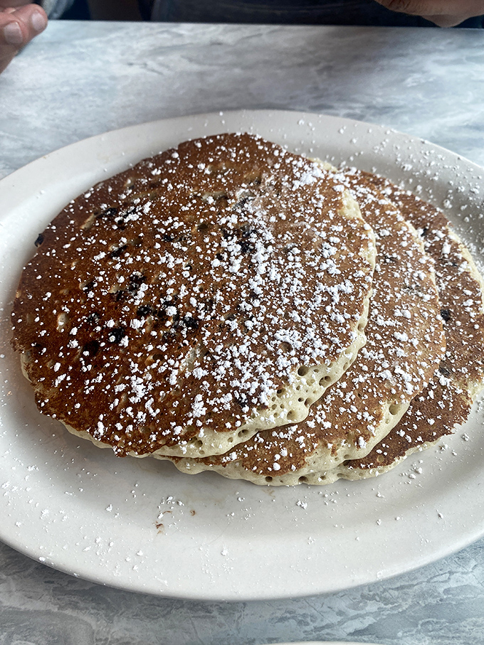 Some pancakes have jobs, these have careers&mdash;golden-brown professionals dusted with powdered sugar, waiting for their syrup promotion.