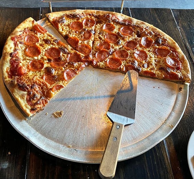 This pepperoni pizza doesn't just have toppings&mdash;it has a constellation of perfectly crisped pepperoni discs creating a meaty galaxy of flavor.