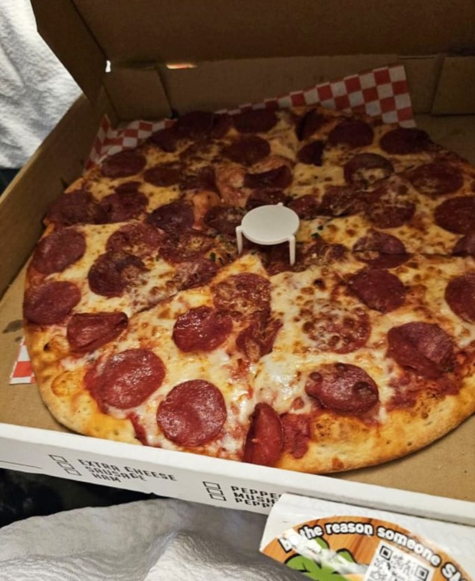 Classic pepperoni done right, where each spicy circle creates its own little pool of happiness.