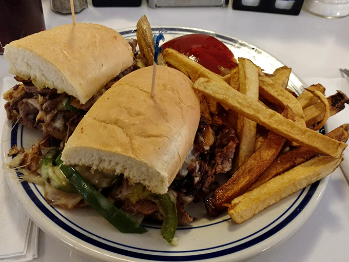 A Philly sandwich that doesn't need Philadelphia's permission, paired with fries so perfectly golden they deserve their own Instagram account.