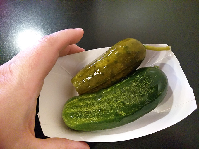 These aren't just pickles; they're an institution. Crisp, garlicky, and free&mdash;three words that rarely come together this beautifully in life.