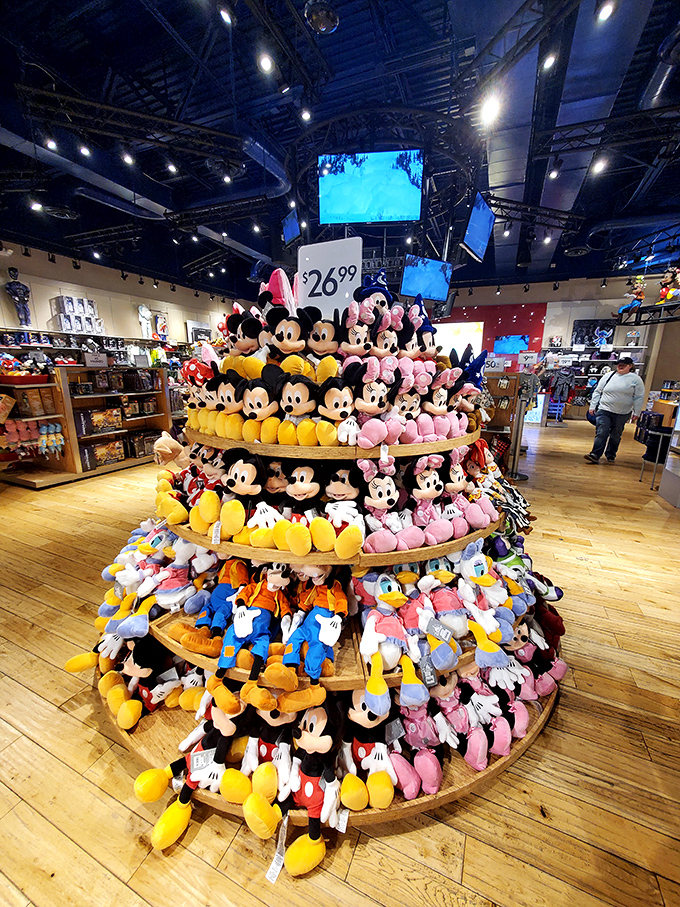Mickey and friends create a plush mountain of childhood joy. Disney's outlet store proves some magic comes with a significantly reduced price tag.