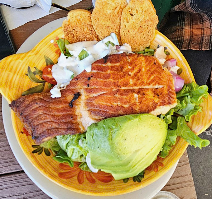 Who says you can't have salmon for breakfast? This colorful plate brings the ocean to your morning with a side of Florida sunshine.