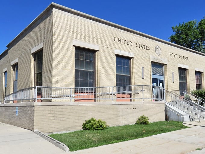 When post offices were built to inspire civic pride, not just house mail sorting machines. Alma's classic brick building stands as architectural eye candy.