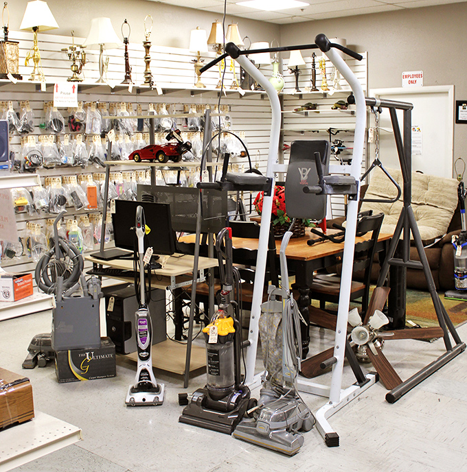The fitness equipment corner&mdash;where someone else's abandoned New Year's resolution becomes your bargain triumph.