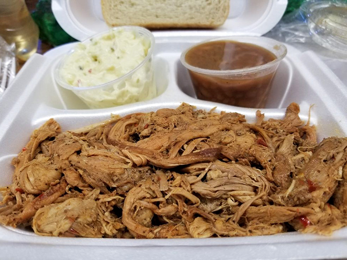 This pulled pork has that perfect marriage of smoke, spice, and vinegar tang. The kind of plate that makes conversation stop and forks move.