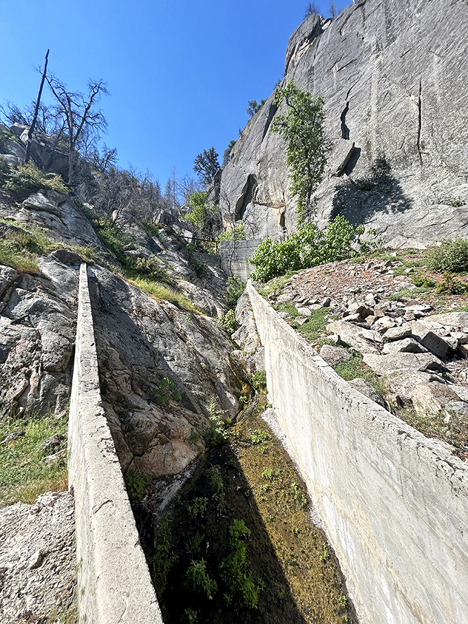 These historic tracks tell tales of timber and time, frozen in Sierra stone.