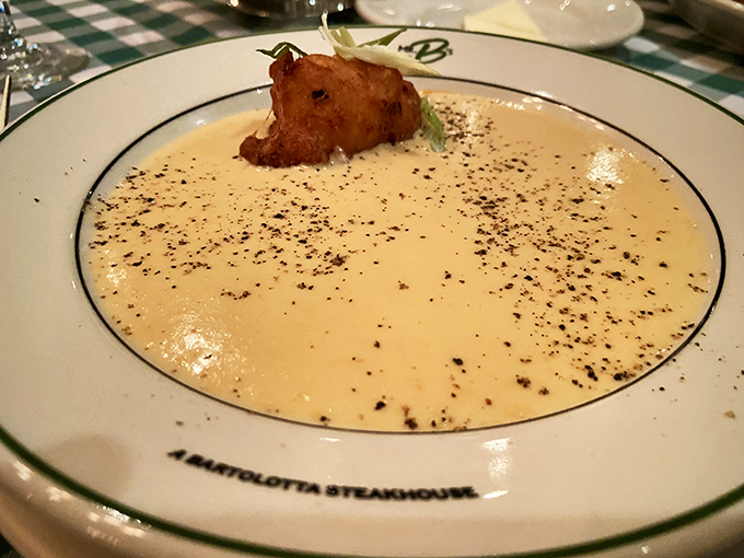 This seafood bisque isn't just soup&mdash;it's a creamy ocean vacation in a bowl, with a crispy island garnish for good measure.