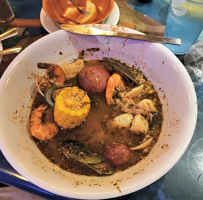 A seafood boil that's basically a treasure hunt in a bowl&mdash;corn, potatoes, shrimp, and spices creating the kind of aromatic magic that turns heads.