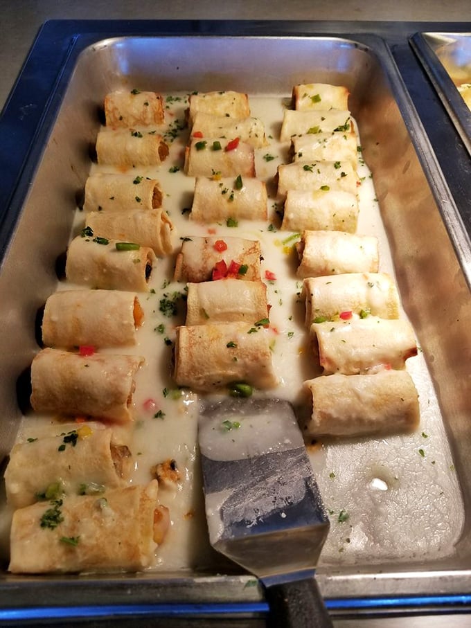 These seafood crepes swim in a delicate sauce that would make a French chef nod approvingly while reaching for seconds.