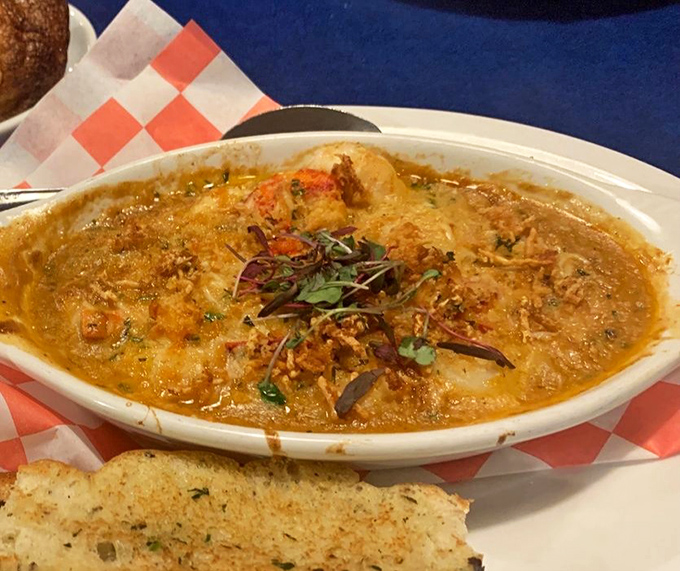 Seafood Newburg: where cream, sherry, and treasures from the deep create a dish so decadent it should require a permission slip.