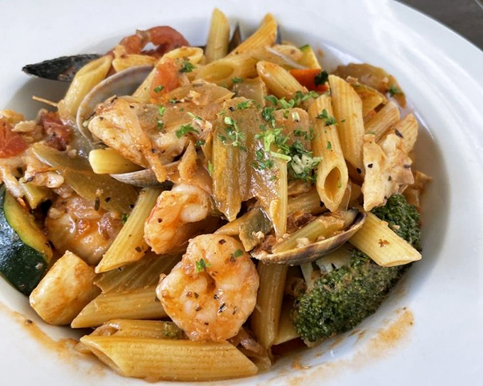 Seafood penne that transforms humble pasta into a celebration worthy of your most important dinner guests. 