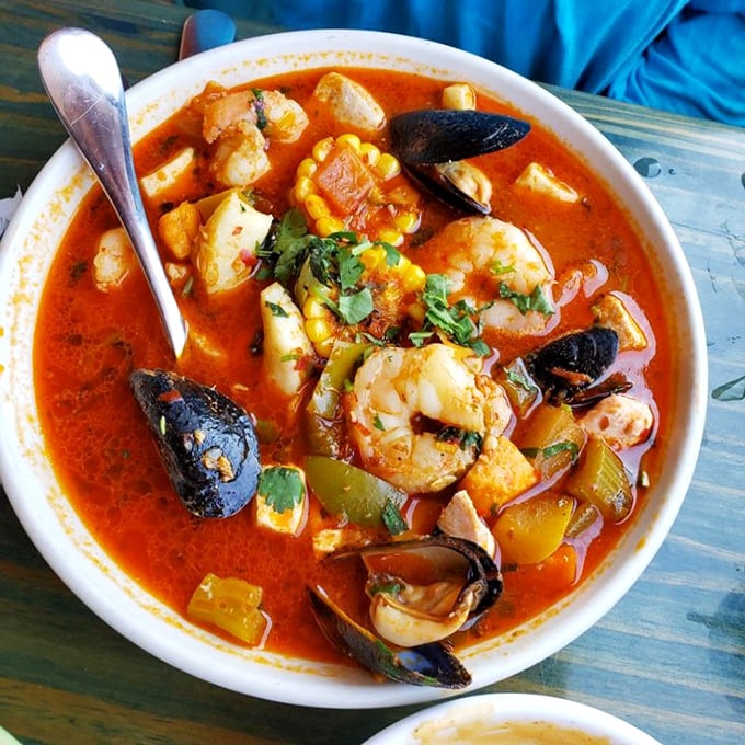 Not just any seafood stew—this bowl is a treasure hunt where every spoonful reveals a new delicious surprise.