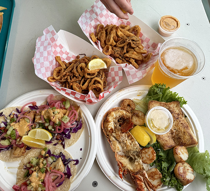 A seafood feast that would make Neptune himself jealous. Fried delights, fresh fish, and tacos that taste like vacation.