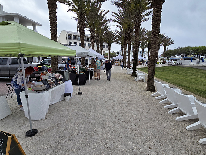The Seaside Farmers Market brings locals and visitors together under palm trees. Fresh produce with a side of coastal breeze—grocery shopping never looked so good.