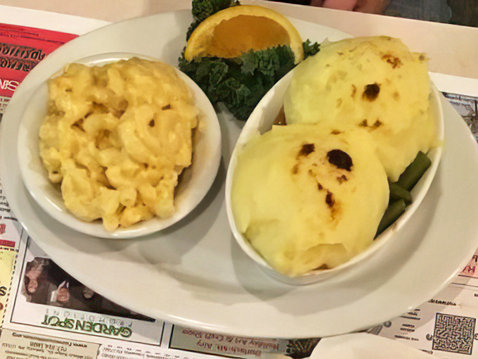 Comfort on a plate: creamy mac and cheese meets perfectly whipped potatoes. This is what Lancaster County does best – simple food executed flawlessly.