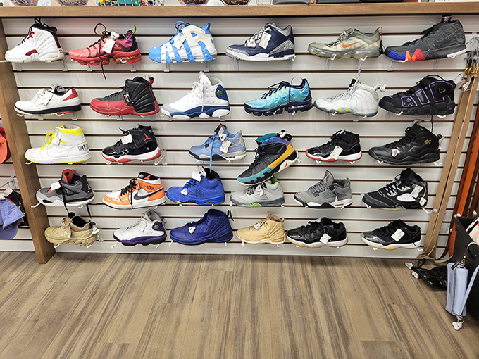 Sneakerheads, rejoice! This wall of footwear features everything from basketball classics to trendy runners, all priced to make your wallet smile.