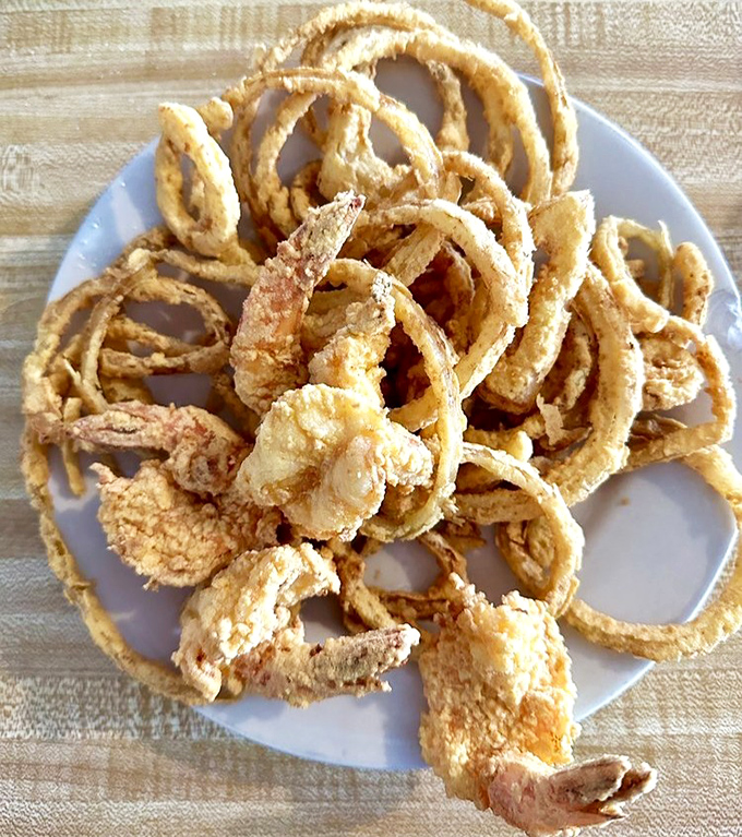 This mountain of golden onion rings could make even the most devoted seafood lover temporarily forget about the ocean's bounty.