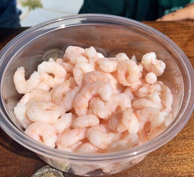 These bay shrimp look like they were swimming just moments ago. The ocean's version of popcorn—impossible to stop eating once you start.