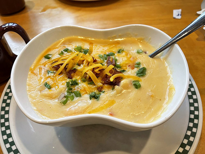 Southern comfort meets Ohio hospitality in this bowl of creamy shrimp and grits, topped with enough cheese to make Wisconsin jealous.
