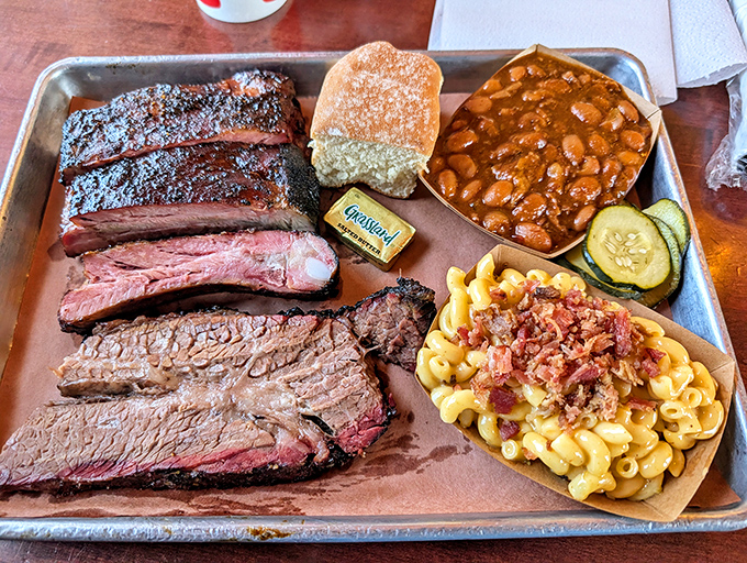 A barbecue platter that looks like it escaped from a pitmaster's fever dream &ndash; gloriously overwhelming. 