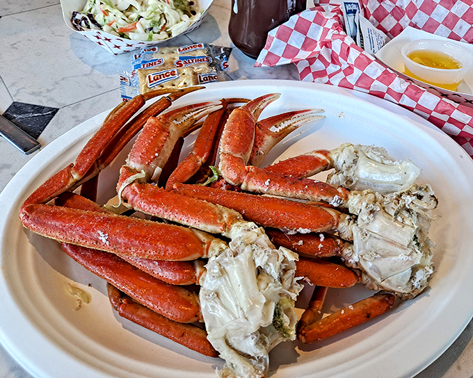 Snow crab legs that require no fancy tools—just your hands, some butter, and a willingness to get deliciously messy. Coastal dining at its most primal.