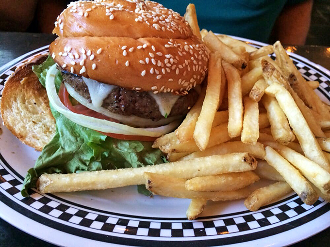 Even the burger gets the New York treatment. That sesame-studded bun, those fresh toppings&mdash;it's like Central Park on a plate, minus the pigeons.