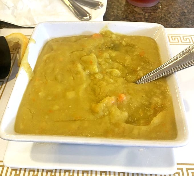 Split pea soup so hearty it could've sustained pioneers across the prairie, yet refined enough for Delray's finest palates.