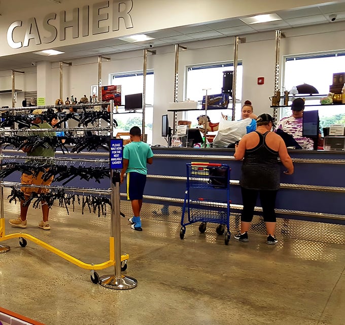 Efficient checkout lines keep things moving, where friendly staff turn your treasure hunt findings into take-home realities.