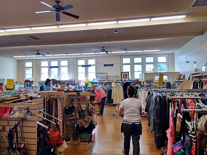 The spacious, well-lit interior makes treasure hunting a pleasure rather than the claustrophobic dig that plagues lesser thrift establishments.