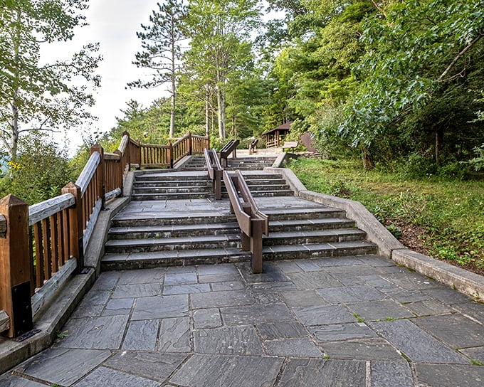 These stone steps invite you upward, a stairway to heaven for the earthbound hiker. Each step reveals a new perspective on the surrounding beauty.