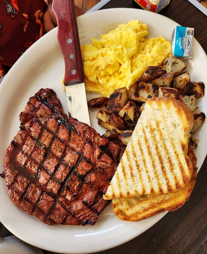 A steak and eggs combo that proves breakfast can be both civilized and wonderfully indulgent. 