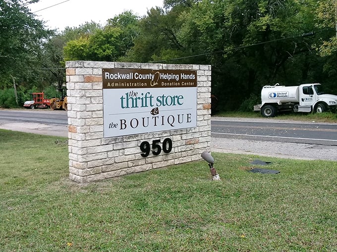 The store's stone marquee stands as a landmark for bargain hunters, a beacon of hope for both your wallet and community support.