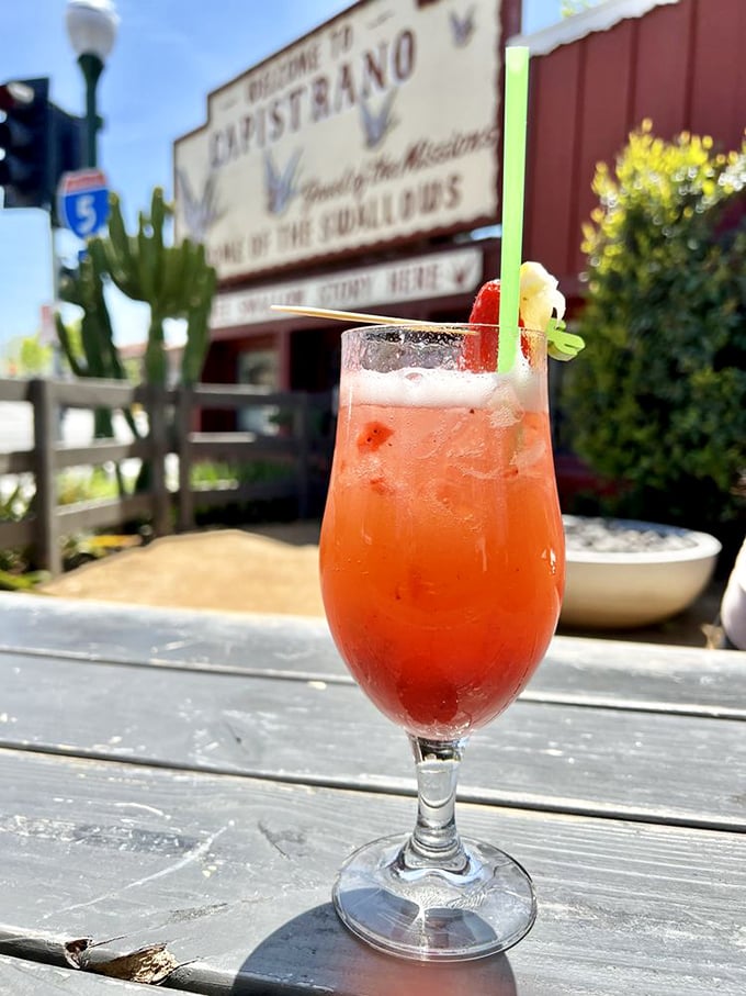 Even the cocktails here have California sunshine in them. This strawberry sipper offers between-bite refreshment paradise.