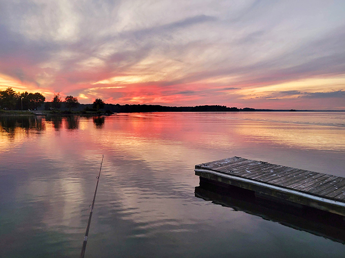Sunsets at Pymatuning don't just end the day&mdash;they celebrate it. That wooden dock is Pennsylvania's version of a front-row seat to nature's nightly show.