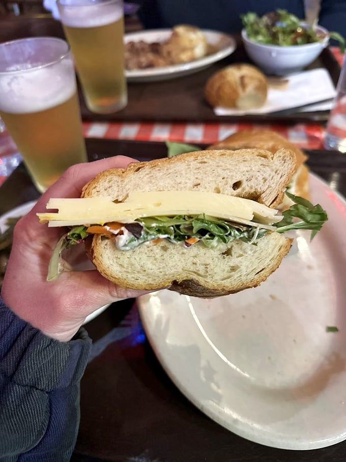 The Swiss cheese sandwich&mdash;proof that sometimes the simplest combinations create the most satisfying outcomes, like Lennon and McCartney for your mouth.