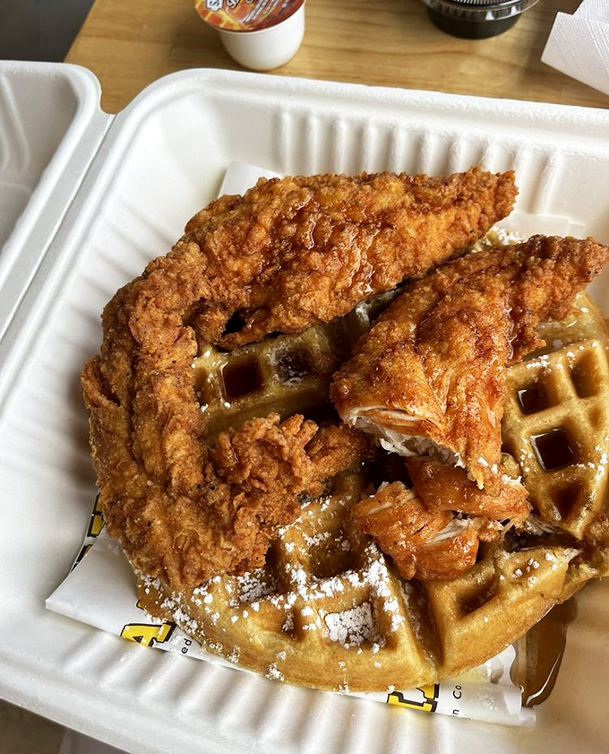 The ultimate southern power couple: crispy chicken and fluffy waffles. It's breakfast, it's dinner, it's whatever meal you want it to be&mdash;and it's absolutely magnificent.