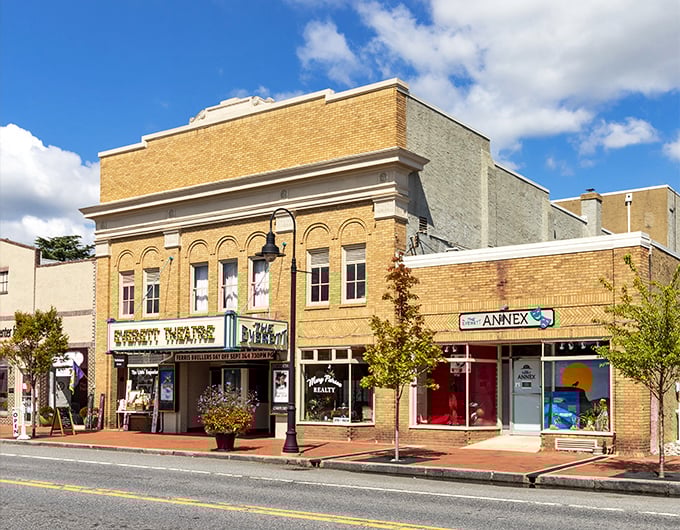 The Everett Theatre stands as a cultural cornerstone, its vintage marquee lighting up Main Street with the promise of entertainment just as it has for decades.