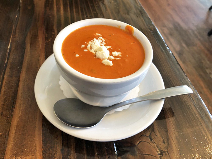 Tomato bisque that proves soup isn't just a supporting actor&mdash;it's ready for its starring role with that perfect crown of cheese.