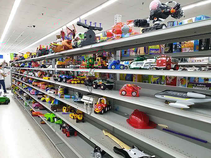 Toy trucks and treasures create a nostalgic playground that would make any grandparent's heart skip beats.