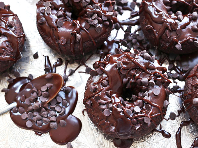 These chocolate donuts aren't just topped with chocolate chips&mdash;they're wearing chocolate armor, ready for battle with your taste buds.
