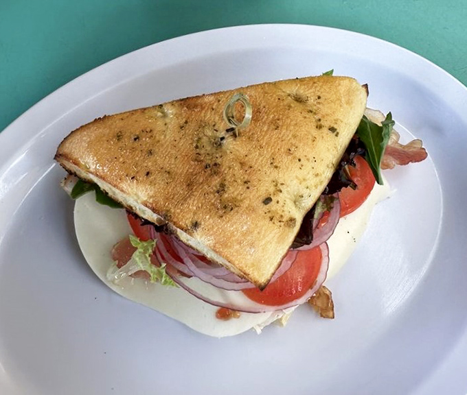 A sandwich triangle that solves the geometry of perfect flavor. Clean lines, fresh ingredients, and not a right angle in sight.