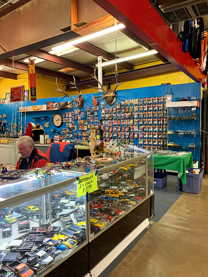 A collector's paradise where Hot Wheels, die-cast cars, and model kits create a miniature automotive museum. One person's childhood memories become another's collection.