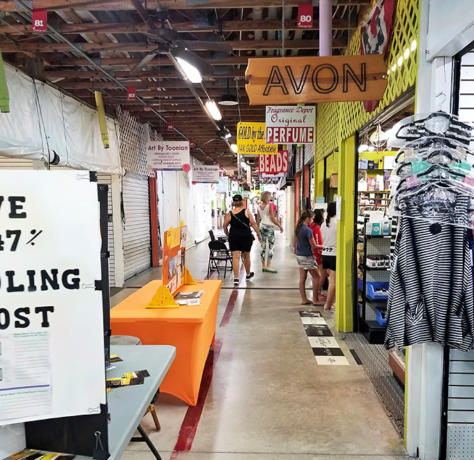 The AVON calling sign takes me back! These colorful corridors are where retail therapy meets nostalgia in the most delightful way.