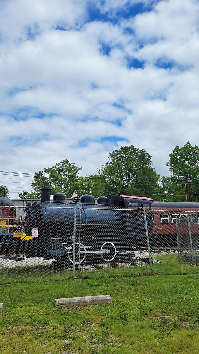 This vintage train appears to be near the Dublin area, offering another glimpse of Ohio's transportation history alongside its agricultural past. 