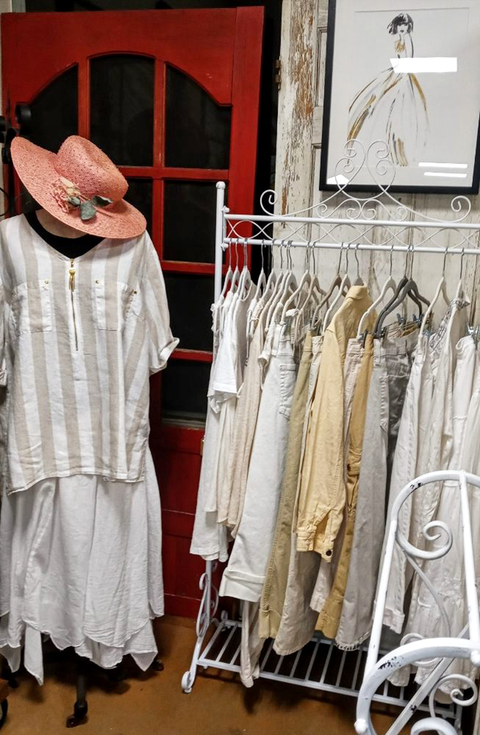 The vintage clothing section offers ethereal white garments that look like they stepped right out of a Merchant Ivory film.