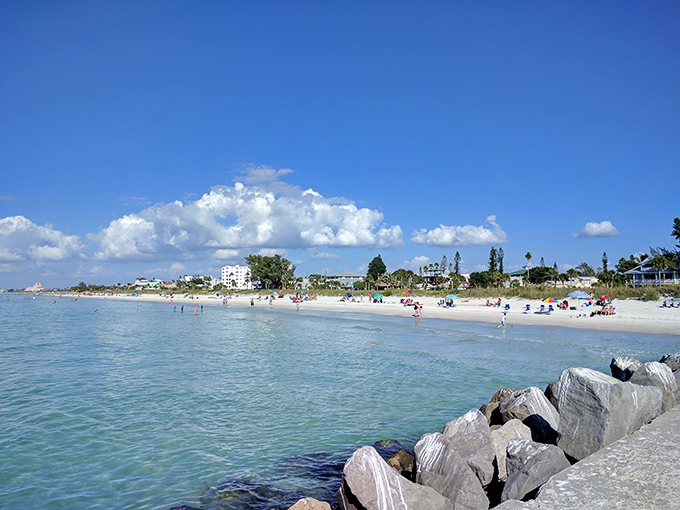 Beach day perfection! The pristine shoreline offers plenty of space to spread out&mdash;unlike those sardine-can beaches near the mega-resorts.