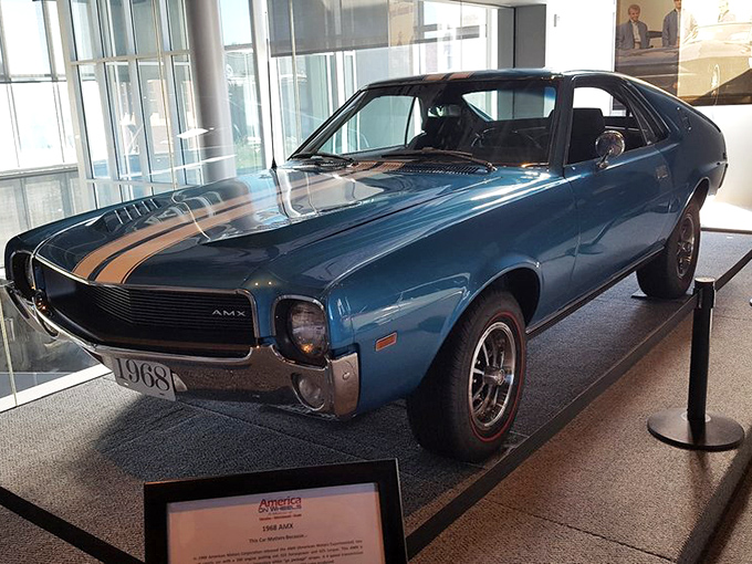 The 1968 AMX in electric blue stands as a defiant reminder of American Motors' brief but brilliant challenge to Detroit's Big Three automakers.