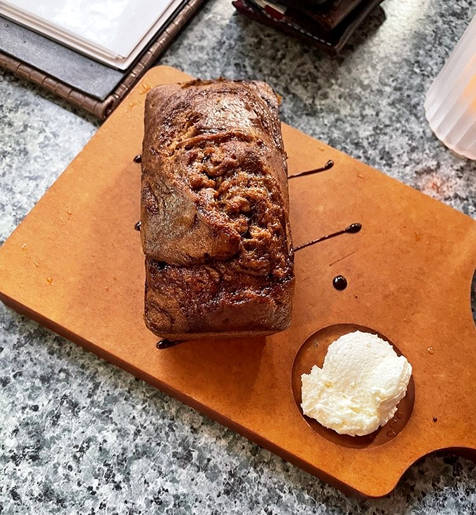 Banana bread that would make your grandmother jealous. Served with a scoop of vanilla ice cream, it's the dessert equivalent of a warm hug.